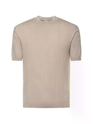 Eleventy Cotton Ribbed T-shirt - Neutrals