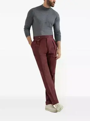 Brunello Cucinelli Linen And Virgin Wool Chevron Trousers