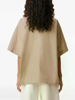 AMI Paris Cotton Stand-up Collar Short Sleeve Top