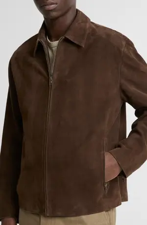 Vince Minimal Moto Suede Zip Jacket