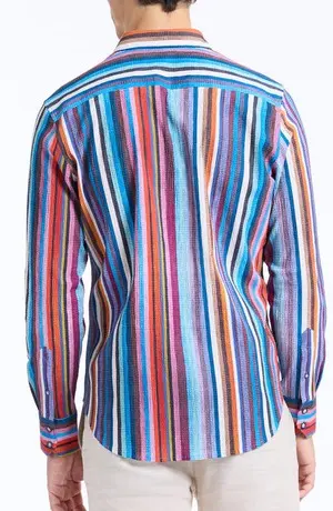 Robert Graham Pomsford Stripe Stretch Cotton Button-up Shirt
