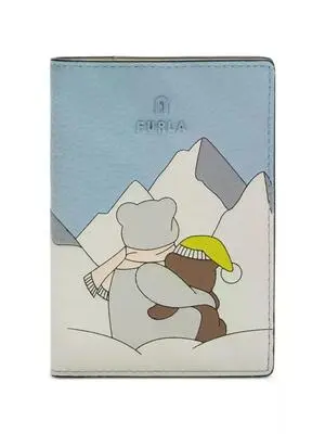 Furla Leather Passport Holder - Blue