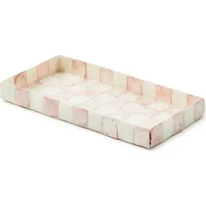 MACKENZIE-CHILDS Check® Capiz Vanity Tray - Rosy