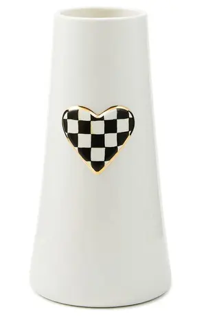 MACKENZIE-CHILDS Courtly Check® Heart Vase - Black/white