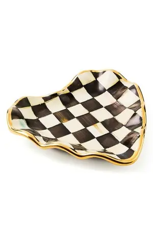 MACKENZIE-CHILDS Courtly Check® Fluted Heart Plate - Black/white