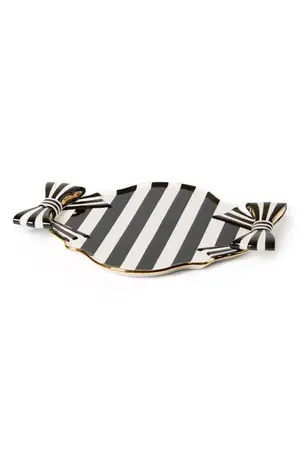 MACKENZIE-CHILDS Courtly Bow Ceramic Tray - Black/white