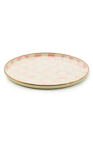 MACKENZIE-CHILDS Check® Enameled Steel Round Tray - Rosy
