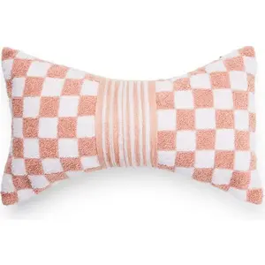 MACKENZIE-CHILDS Check Chenille Bow Throw Pillow - Pink