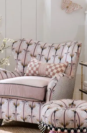 MACKENZIE-CHILDS Check Chenille Bow Throw Pillow