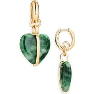 ROXANNE ASSOULIN Heart Charm Drop Earrings - Gold/moss Agate