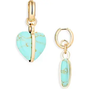 ROXANNE ASSOULIN Heart Charm Drop Earrings - Gold/turq