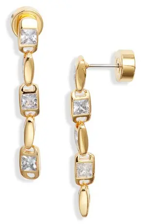 Nordstrom Cubic Zirconia Linear Drop Earrings - Clear- Gold