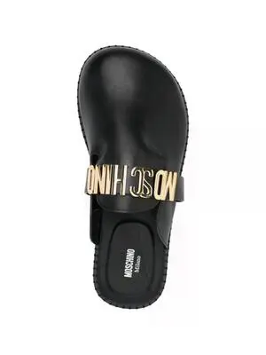 Moschino Plaque Leather Mules
