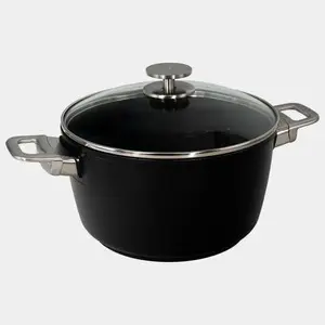 SWISS DIAMOND Chd Nonstick Stock Pot With Glass Lid - Black