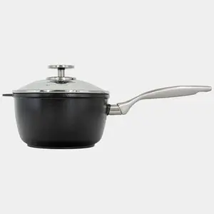 SWISS DIAMOND Chd Nonstick Saucepan With Glass Lid - Black