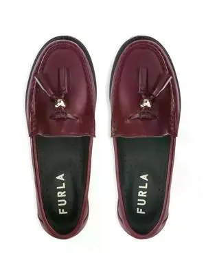 Furla Tassel Brushed Leather Loafers