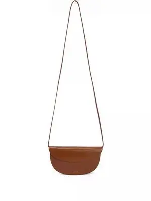 JIL SANDER Curved Leather Crossbody - Brown