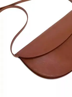 JIL SANDER Curved Leather Crossbody - Brown