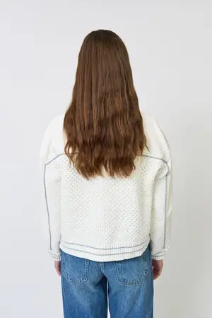 Central Park West Ophelia Faux Leather And Crochet Bomber Jacket