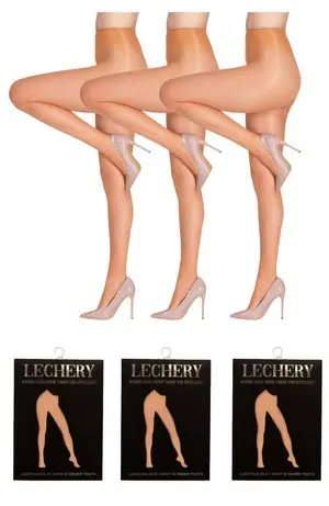 LECHERY® Lustrous Semi-opaque Tights Set Of 3 - Caramel
