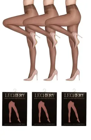 LECHERY® Lustrous Semi-opaque Tights Set Of 3 - Cocoa