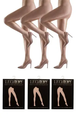 LECHERY® Lustrous Semi-opaque Tights Set Of 3 - Natural