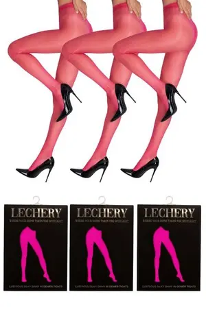 LECHERY® Lustrous Semi-opaque Tights Set Of 3 - Pink