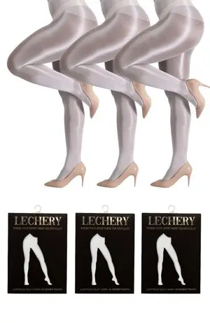 LECHERY® Lustrous Semi-opaque Tights Set Of 3 - White