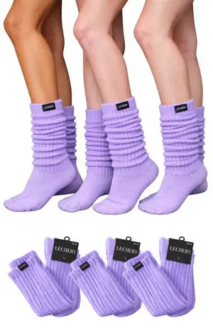 LECHERY® Bundle Of 3 Pairs Of Scrunch Slouchy Socks - Lilac