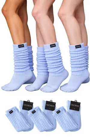 LECHERY® Bundle Of 3 Pairs Of Scrunch Slouchy Socks - Powder Blue