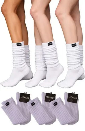 LECHERY® Bundle Of 3 Pairs Of Scrunch Slouchy Socks - White
