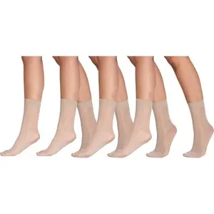 LECHERY® Lustrous Shiny Sheer Socks 4 Pairs - Natural