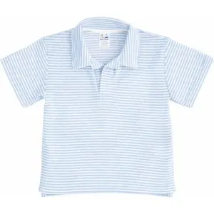 FLORENCE EISEMAN Stripe Terry Polo - Blue/white