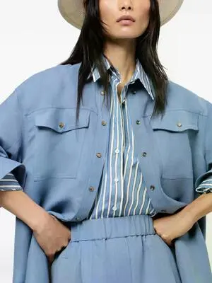 Brunello Cucinelli Viscose And Linen Fluid Twill Shirt - Blue