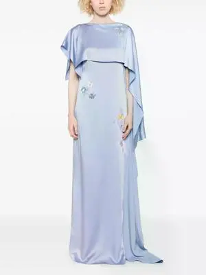 Erdem Floral-embellished Draped Maxi Dress