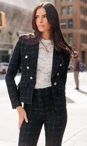 Generation Love Elsa Windowpane Tweed Blazer
