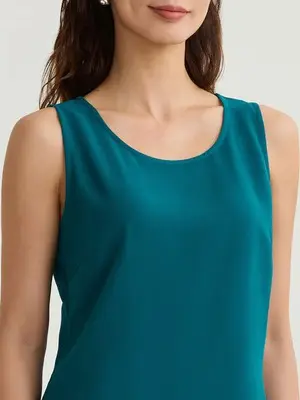 Misook Classic Crepe De Chine Tank Top - Spruce