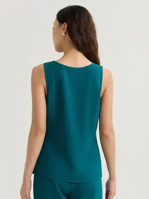 Misook Classic Crepe De Chine Tank Top - Spruce