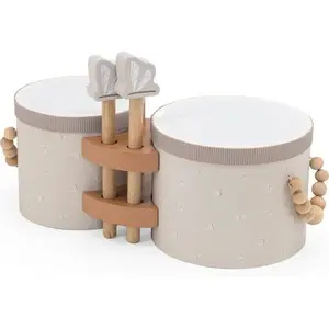 LABEL LABEL Wooden Bongos With Dragonfly Drum Sticks - Multicolored