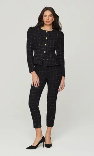 Generation Love Cynthia Windowpane Tweed Jacket - Checkered/plaid/black