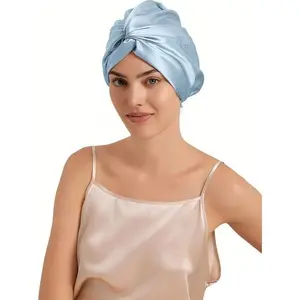SILKSILKY 22 Momme Pure Silk Knot Front Hair Bonnet - Steelblue