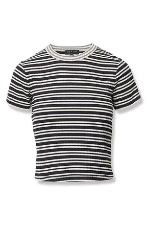 Rag & Bone Luca Rib Stripe T-shirt - Ivory/black Multi