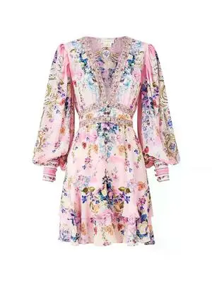 Camilla V-neck Button Mini Dress
