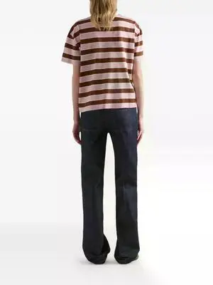 Prada Striped Lisle Cotton T-shirt - Brown