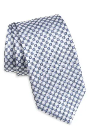 Nordstrom Neat Medallion Silk Neck Tie Silver