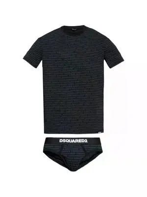 Dsquared2 Logo-print Lounge T-shirt And Briefs Set - Black