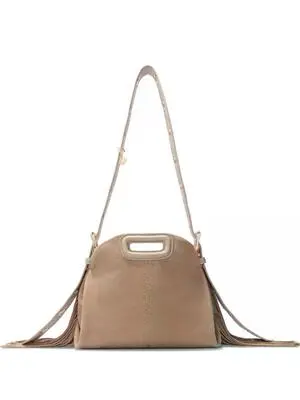 Maje Mini Miss M Shoulder Bag With Fringe Detail - Neutrals