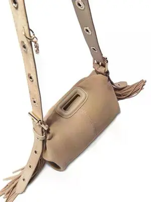 Maje Mini Miss M Shoulder Bag With Fringe Detail - Neutrals