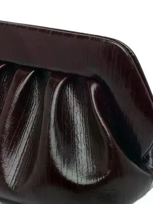 THEMOIRE Gathered-effect Clutch Bag - Brown