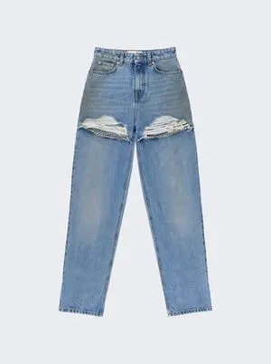 AREA Crystal Fray Slit Jeans